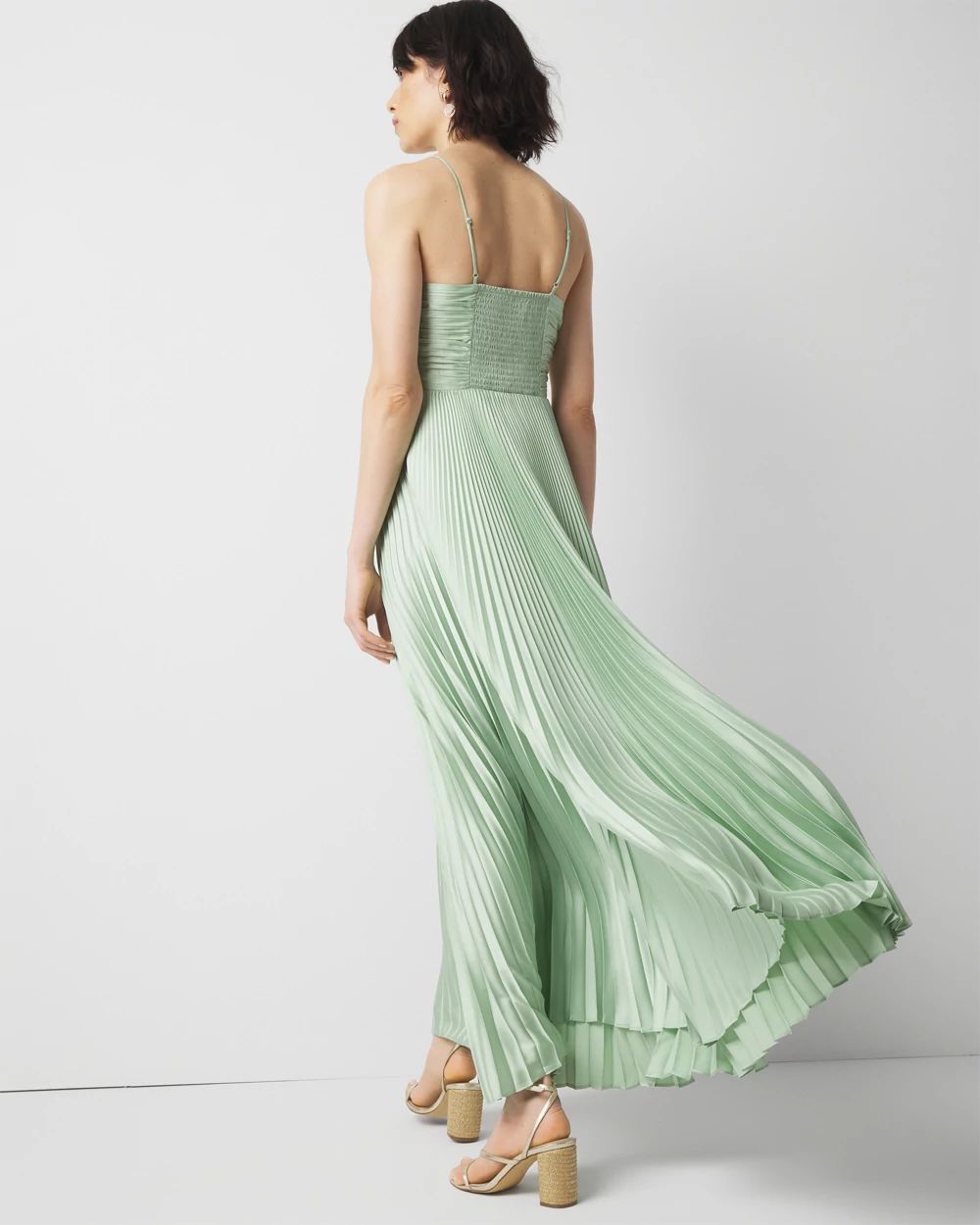 Satin Pleated Maxi Dress | White House Black Market